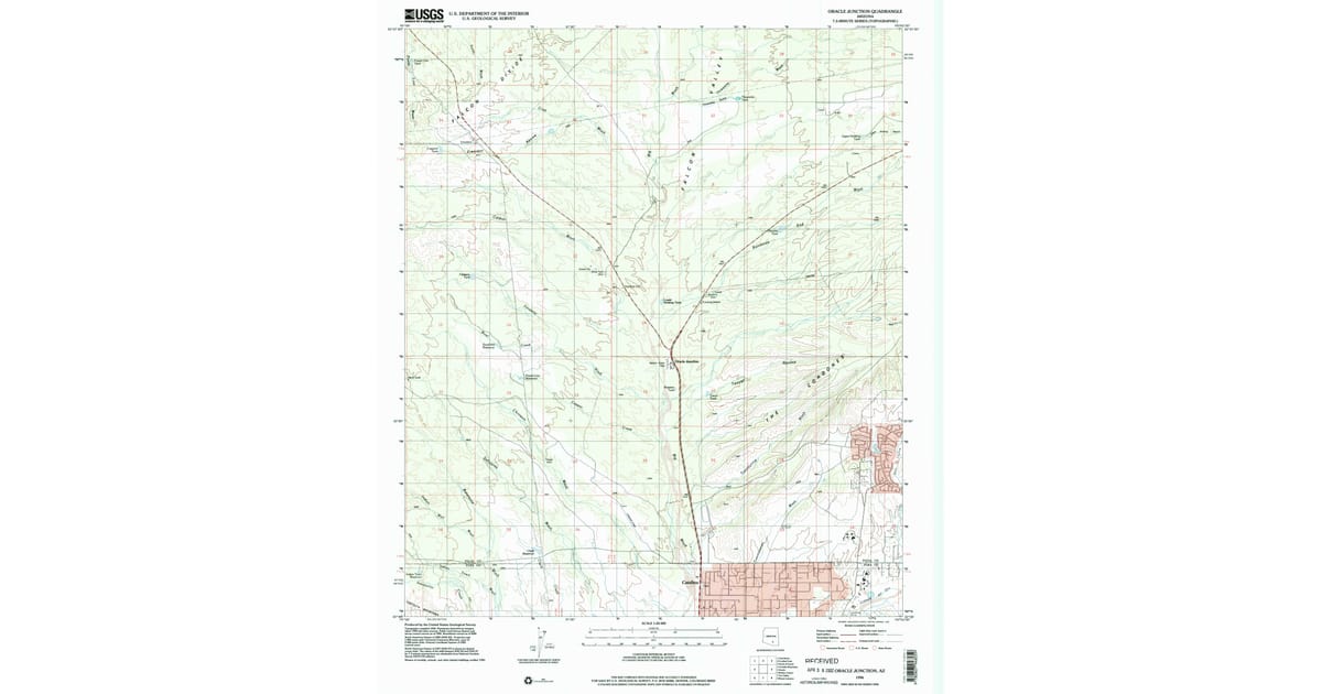 1996 Map of Oracle Junction, Pinal County, AZ — High-Res | Pastmaps