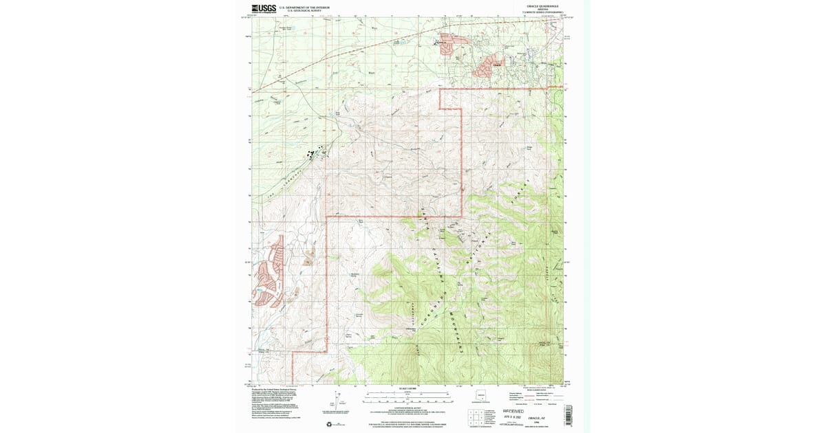 1996 Map of Oracle, AZ — High-Res | Pastmaps