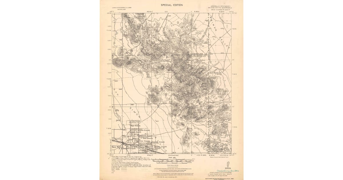 1926 Map of Orange Butte, Cochise County, AZ — High-Res | Pastmaps