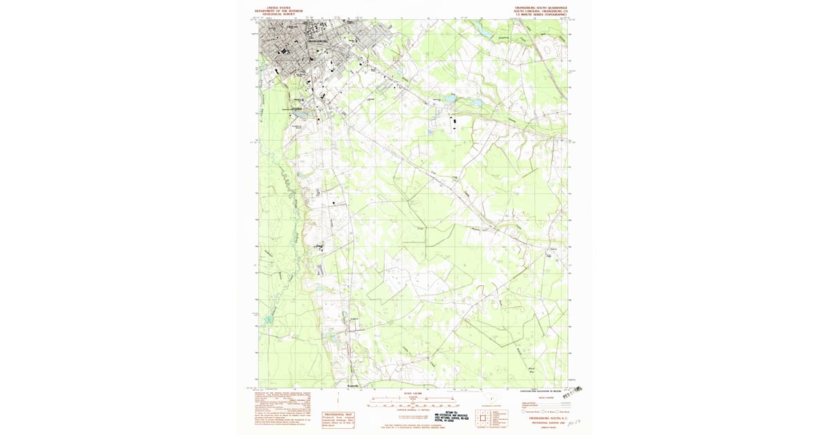 1982 Map of Orangeburg South, Orangeburg County, SC — High-Res | Pastmaps