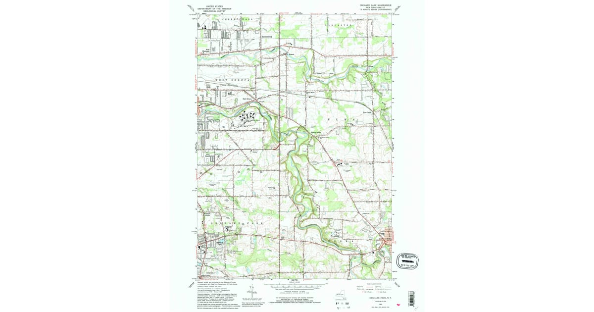 1965 Map of Orchard Park, Erie County, NY — High-Res, 1988 Print | Pastmaps