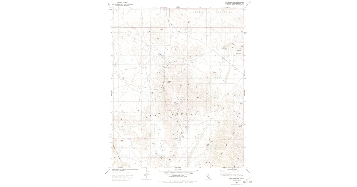 1982 Map of Ord Mountain, San Bernardino County, CA — High-Res | Pastmaps