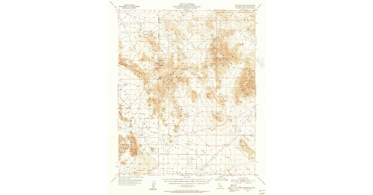 1955 Map of Ord Mountains, San Bernardino County, CA — High-Res | Pastmaps
