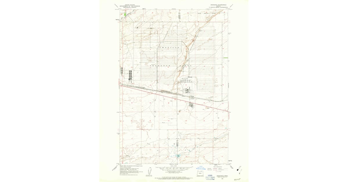 1962 Map of Ordnance, Umatilla County, OR — High-Res | Pastmaps