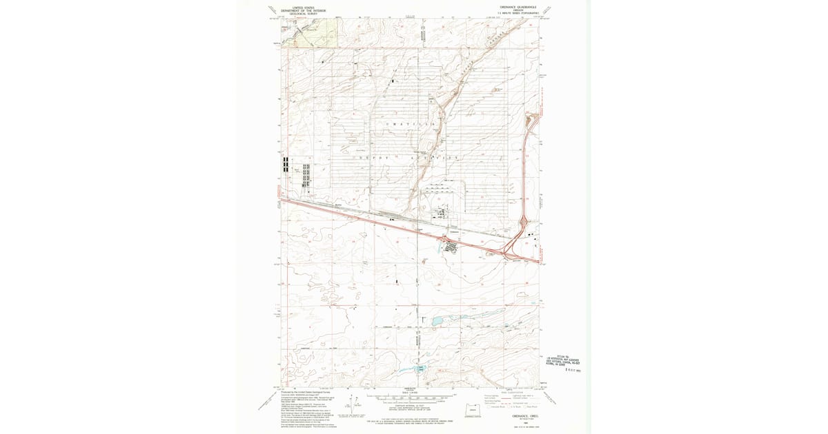 1993 Map of Ordnance, Umatilla County, OR — High-Res | Pastmaps