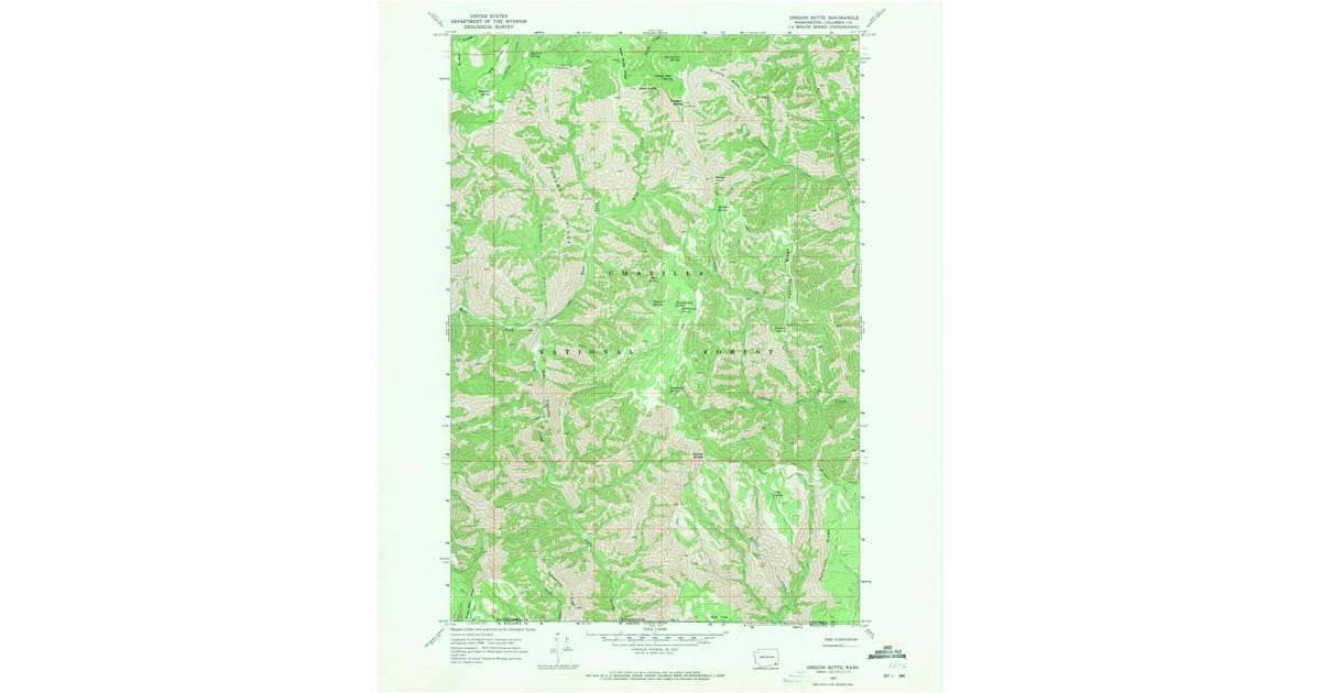 1967 Map of Oregon Butte, Columbia County, WA — High-Res | Pastmaps