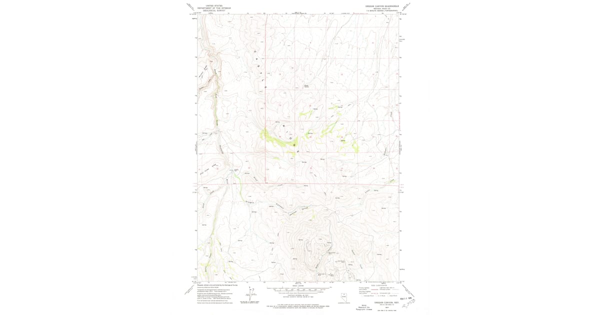 1977 Map of Oregon Canyon, Elko County, NV — High-Res | Pastmaps
