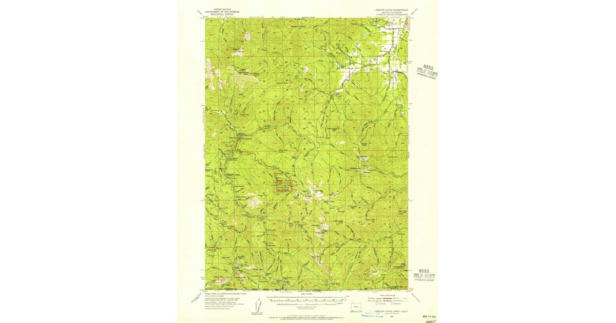 1954 Map of Oregon Caves, Josephine County, OR — High-Res | Pastmaps