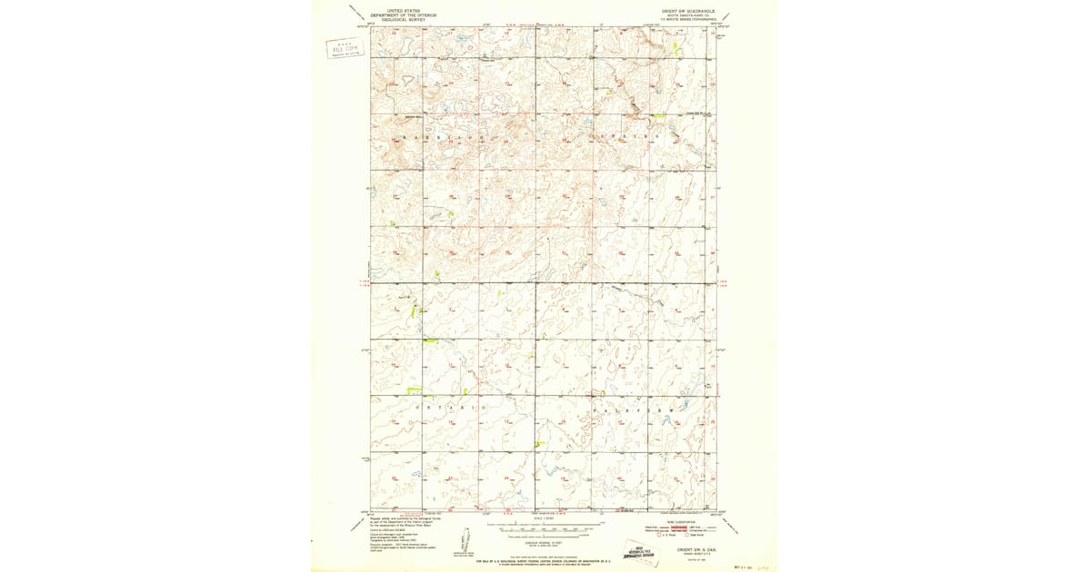 1951 Map of Orient SW, Hand County, SD — High-Res | Pastmaps