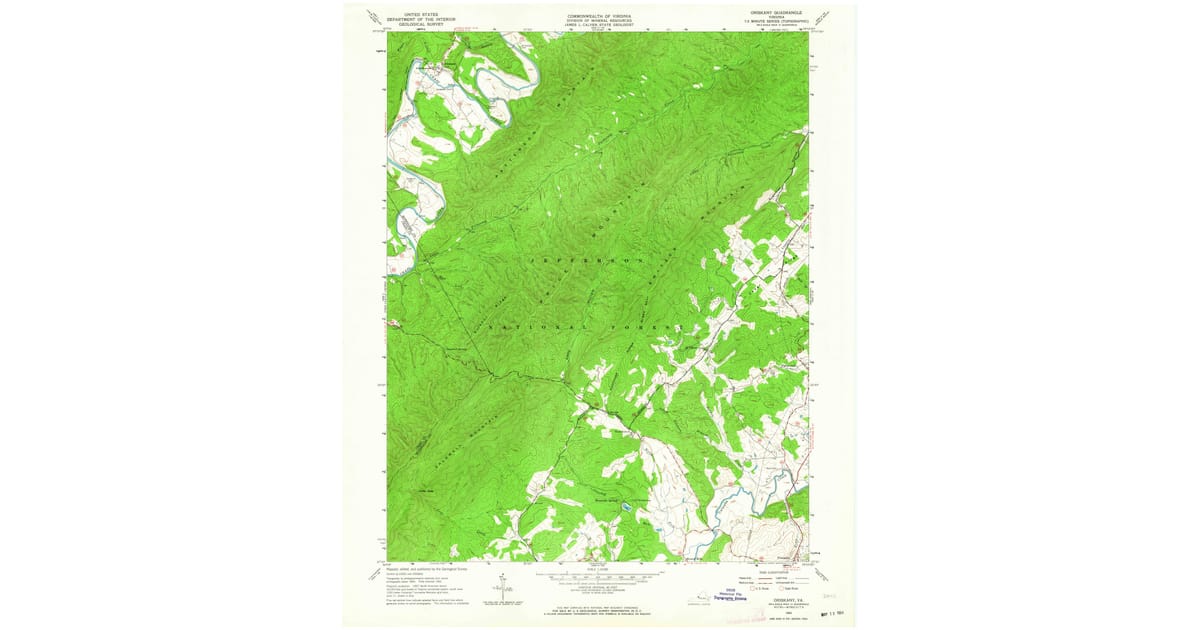 1962 Map of Oriskany, Botetourt County, VA — High-Res | Pastmaps