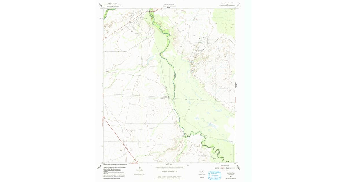 1961 Map of Orla SE, Reeves County, TX — High-Res, 1991 Print | Pastmaps