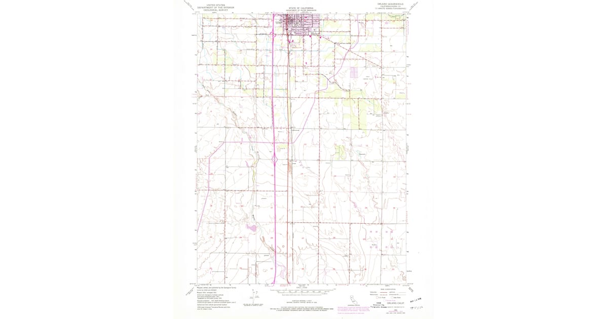 1951 Map of Orland, CA — High-Res, 1978 Print | Pastmaps
