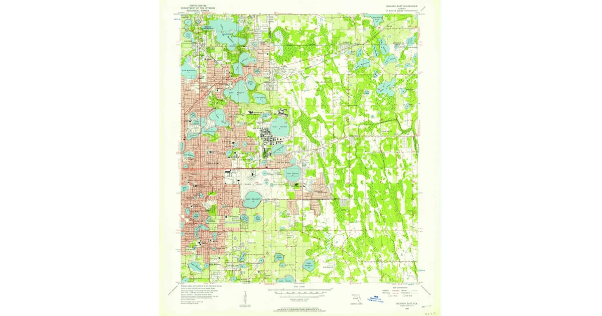 1956 Map of Orlando East, Orange County, FL — High-Res | Pastmaps