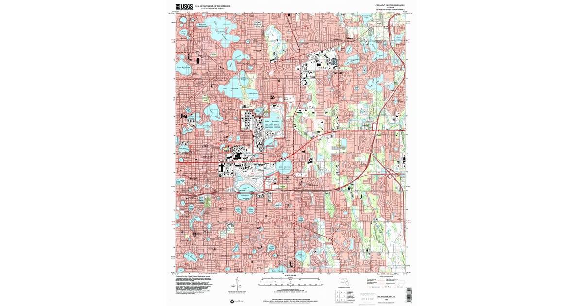1994 Map of Orlando East, Orange County, FL — High-Res | Pastmaps