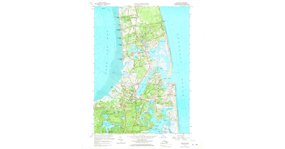 1962 Map of Orleans, Barnstable County, MA — High-Res, 1968 Print ...