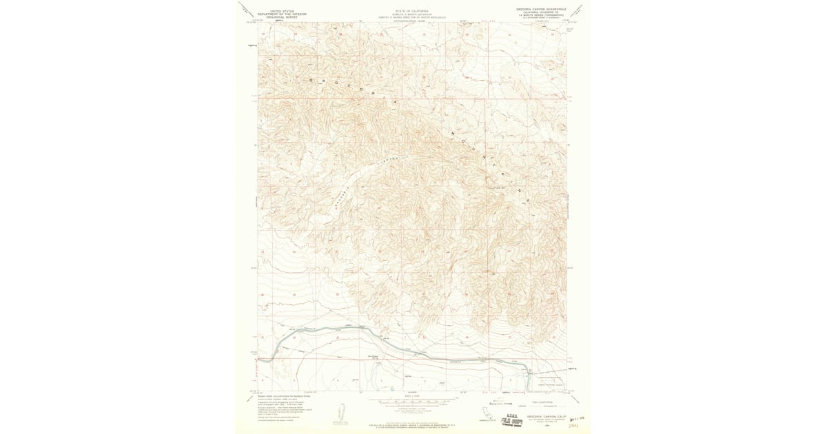 1958 Map of Orocopia Canyon, Riverside County, CA — High-Res | Pastmaps