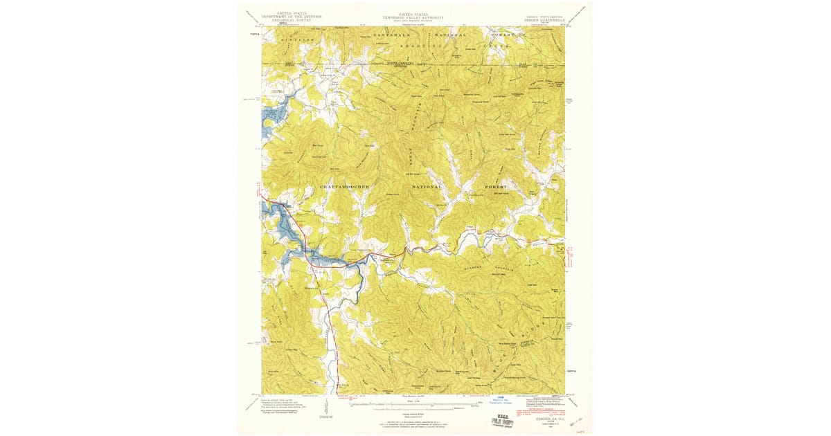 1941 Map of Osborn, Towns County, GA — High-Res | Pastmaps