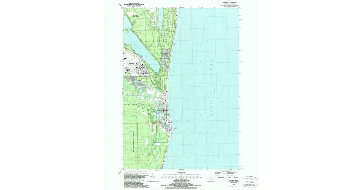 1989 Map of Oscoda, MI — High-Res | Pastmaps