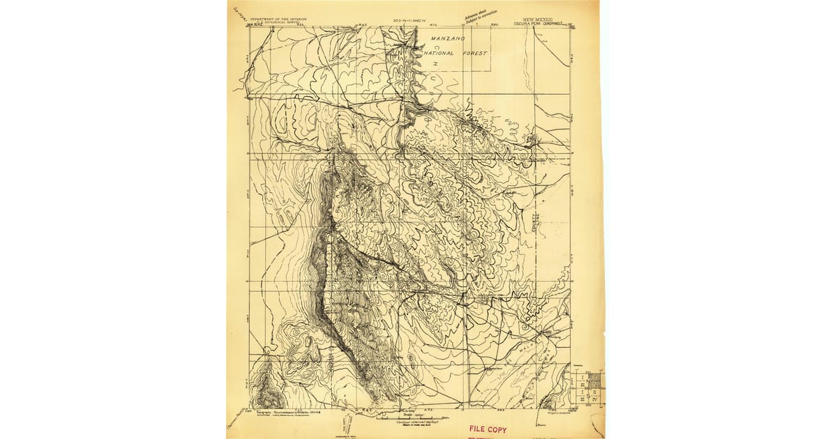1918 Map of Oscura Peak, Socorro County, NM — High-Res | Pastmaps