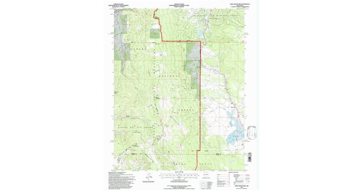 1995 Map of Osha Mountain, Colfax County, NM — High-Res | Pastmaps