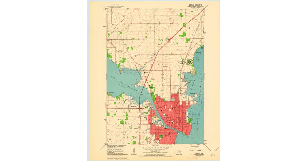 1961 Map of Oshkosh, WI — High-Res | Pastmaps