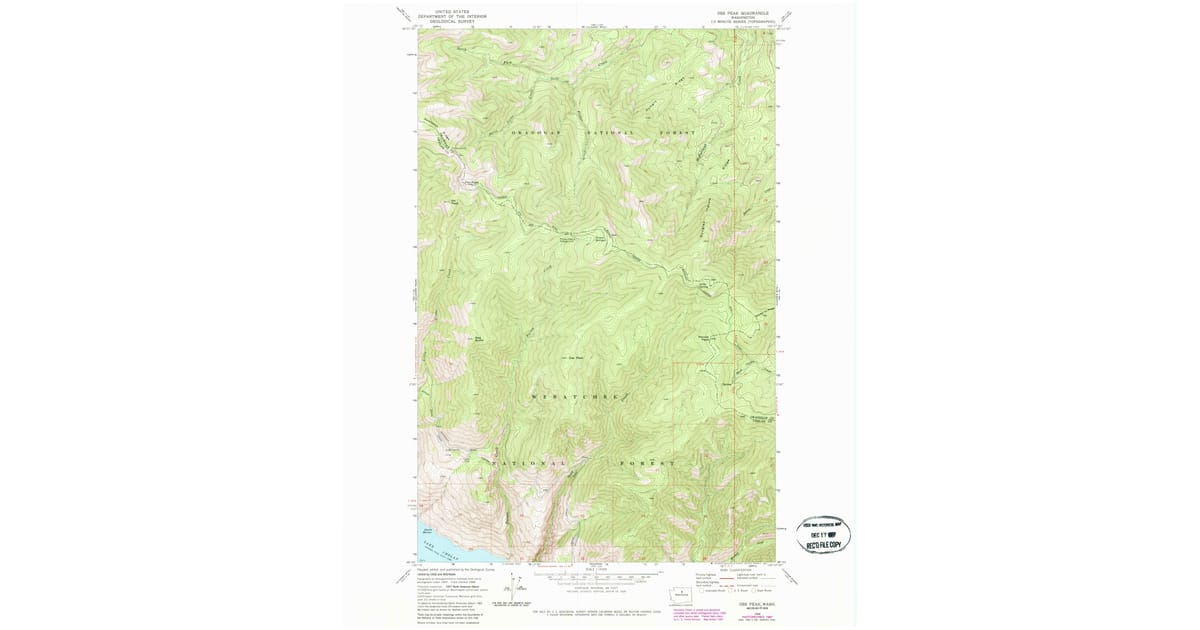 1968 Map of Oss Peak, Chelan County, WA — High-Res, 1987 Print | Pastmaps