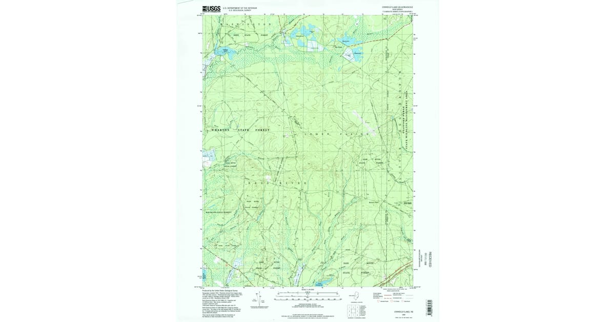 1997 Map of Oswego Lake, Burlington County, NJ — High-Res | Pastmaps
