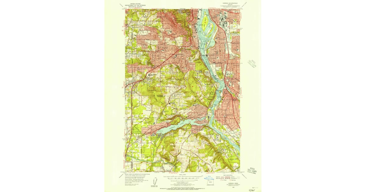 1954 Map of Oswego, Multnomah County, OR — High-Res | Pastmaps