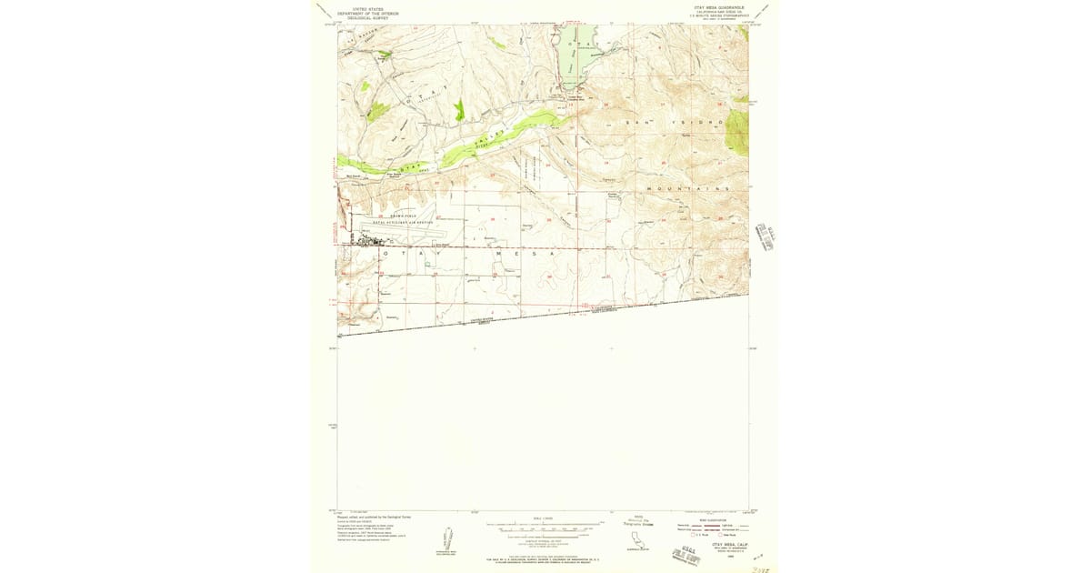 1955 Map of Otay Mesa, San Diego County, CA — High-Res | Pastmaps