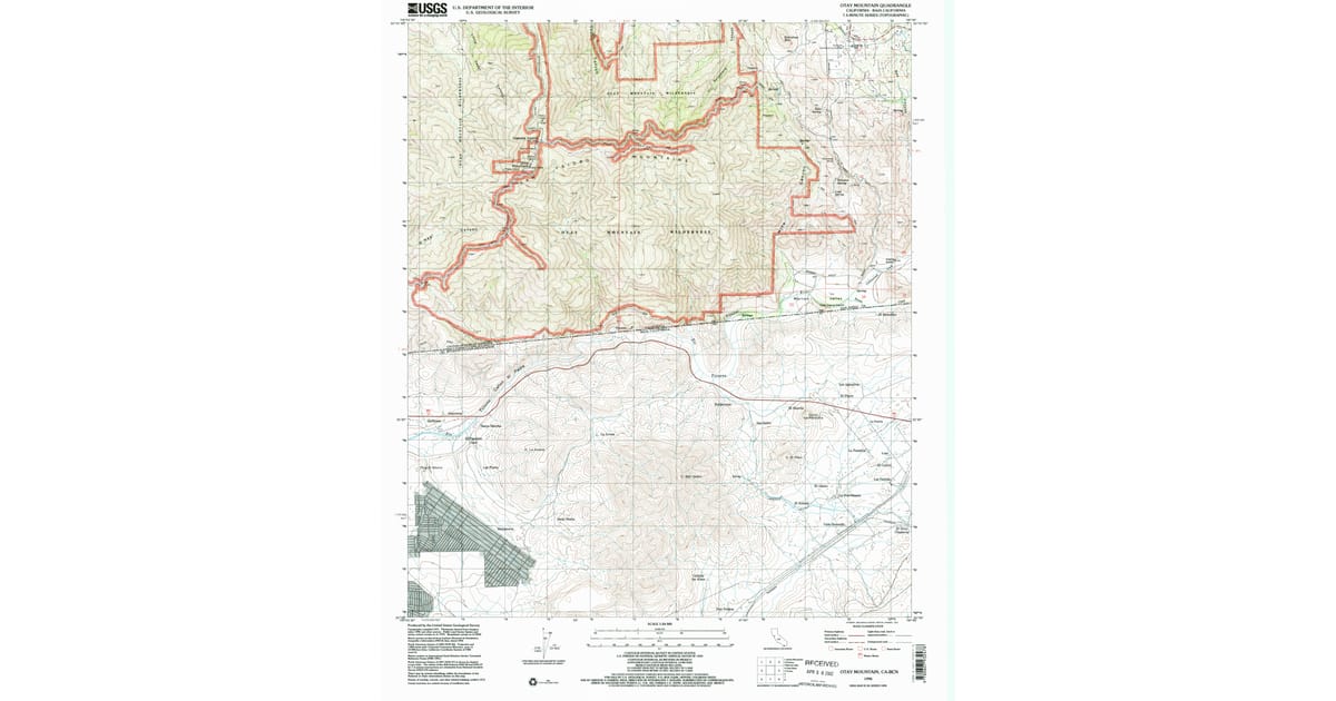 1996 Map of Otay Mountain, San Diego County, CA — High-Res | Pastmaps
