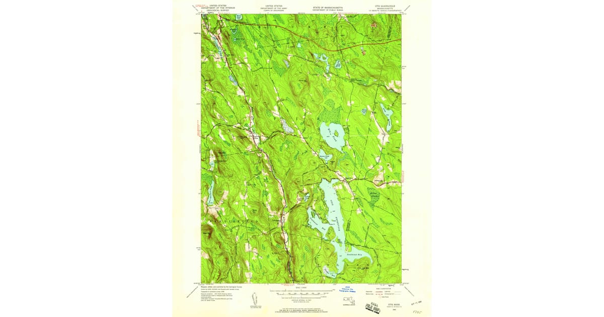 1946 Map of Otis, Berkshire County, MA — High-Res | Pastmaps