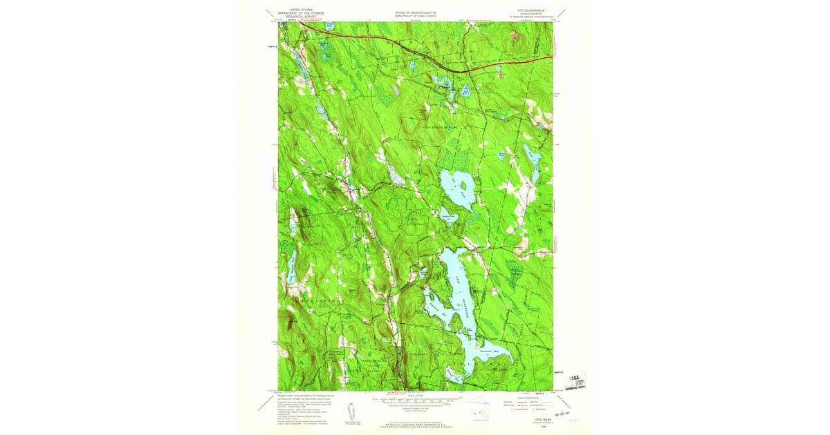 1958 Map of Otis, Berkshire County, MA — High-Res | Pastmaps