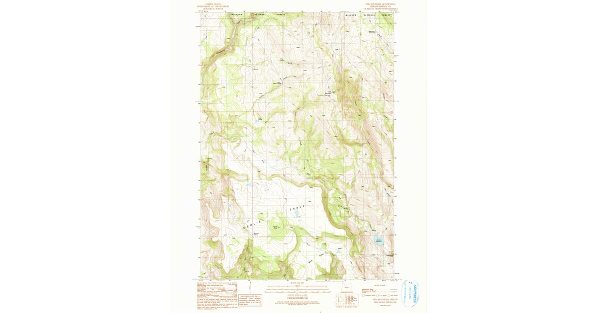 1990 Map of Otis Mountain, Harney County, OR — High-Res | Pastmaps