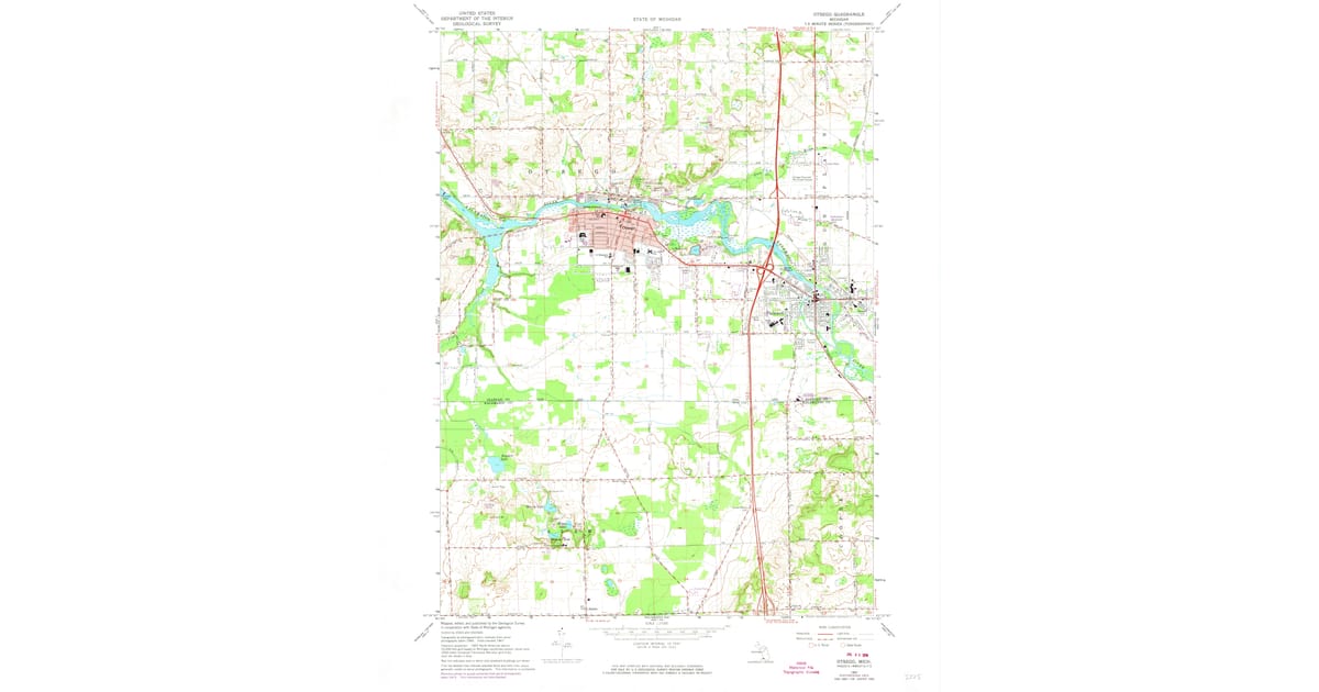 1967 Map of Otsego, MI — High-Res, 1974 Print | Pastmaps