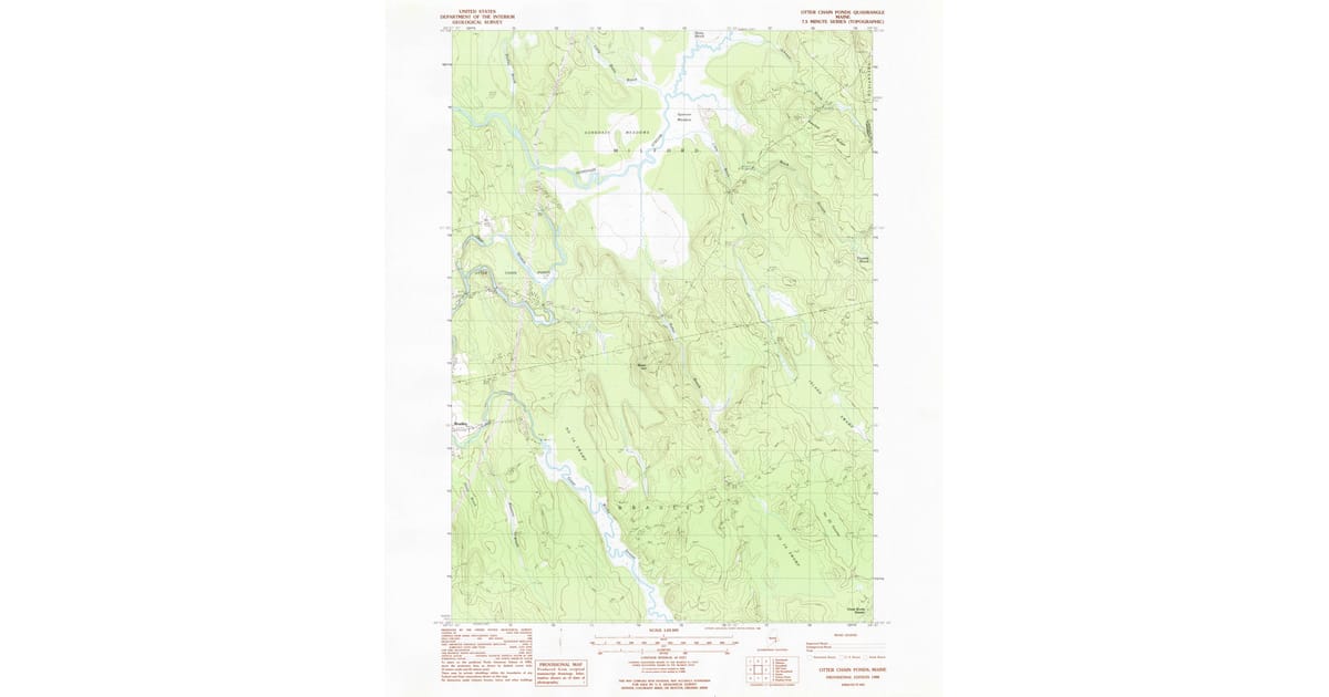 1988 Map of Otter Chain Ponds, Penobscot County, ME — High-Res | Pastmaps