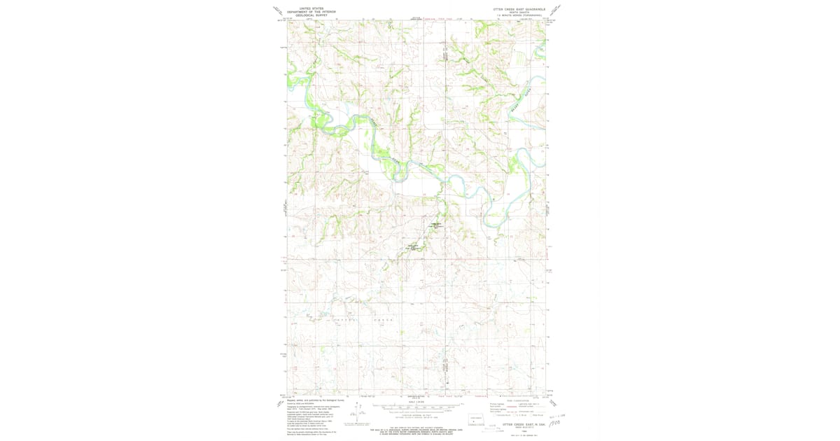 1980 Map of Otter Creek East, Grant County, ND — High-Res | Pastmaps
