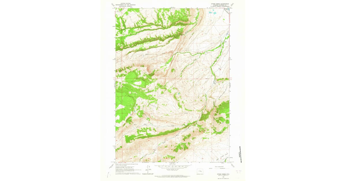 1960 Map of Otter Creek, Natrona County, WY — High-Res | Pastmaps