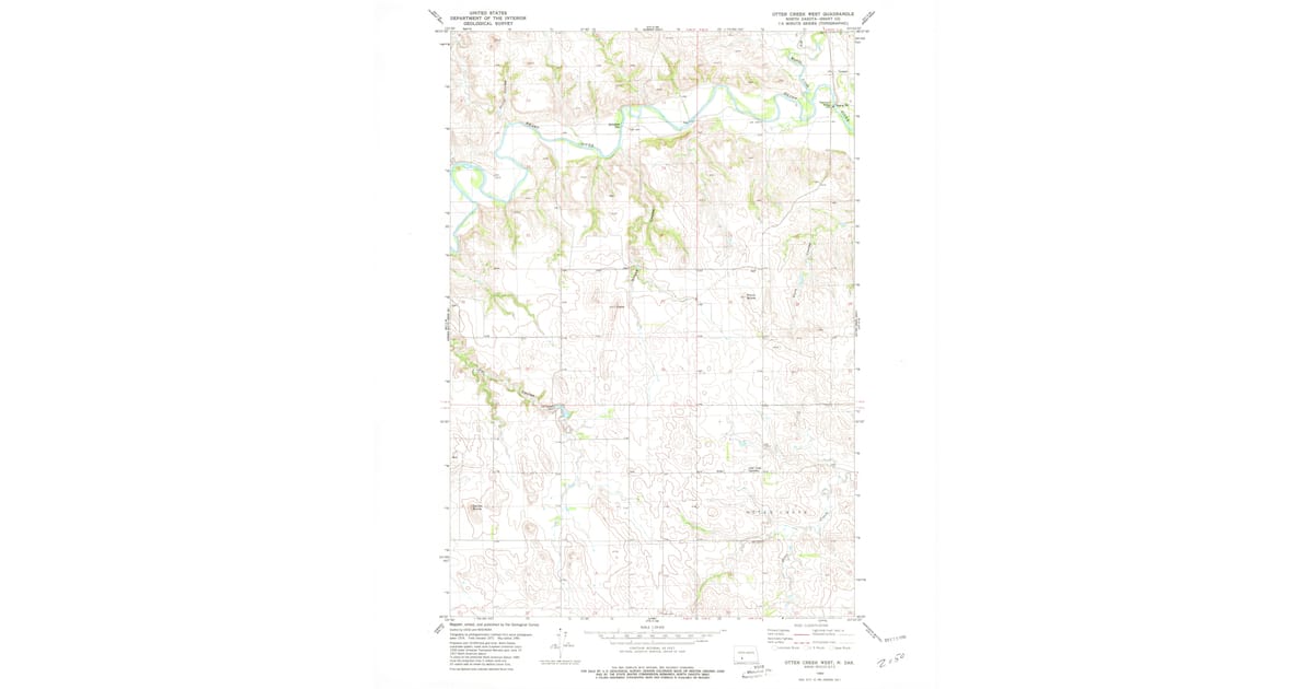 1980 Map of Otter Creek West, Grant County, ND — High-Res | Pastmaps