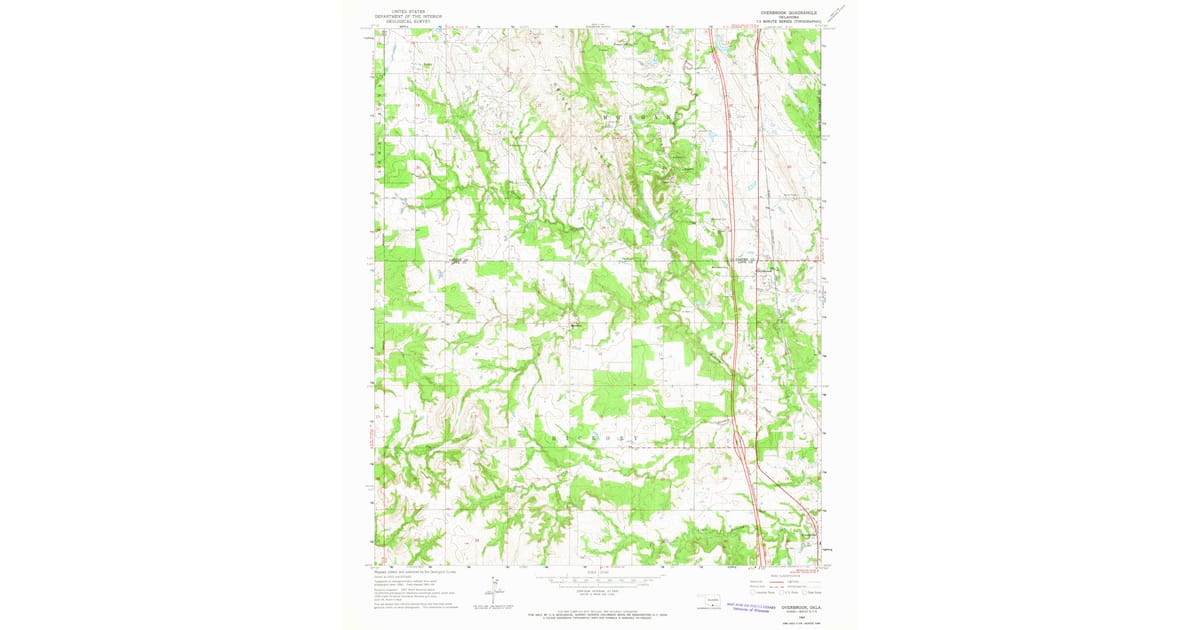 1964 Map of Overbrook, Love County, OK — High-Res | Pastmaps