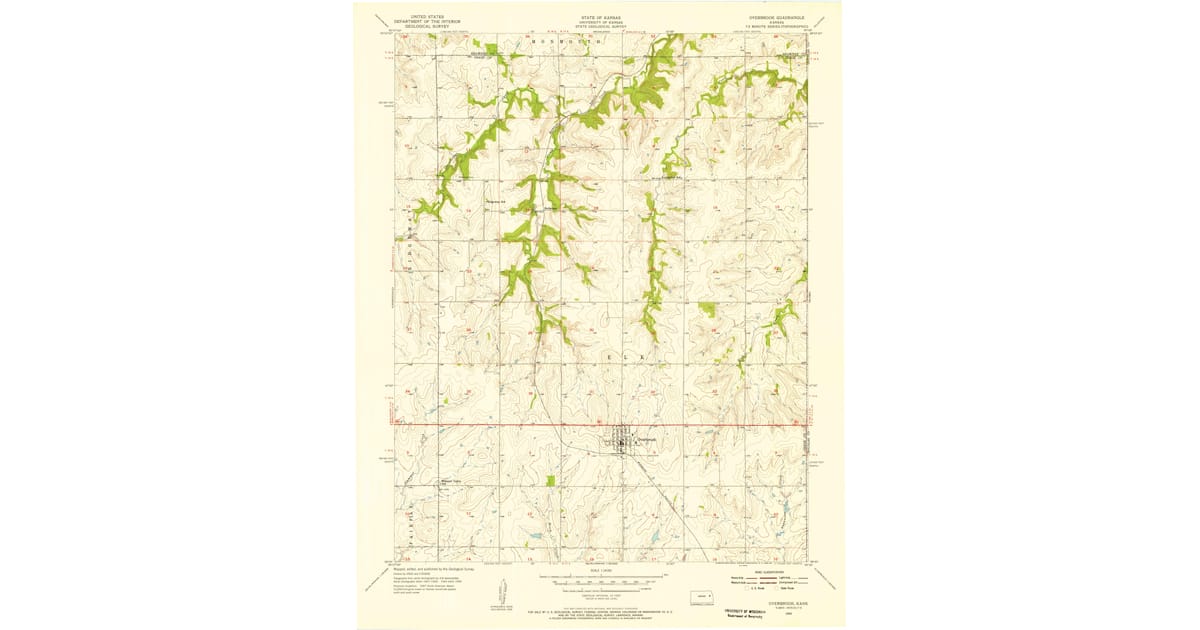 1955 Map of Overbrook, KS — High-Res | Pastmaps