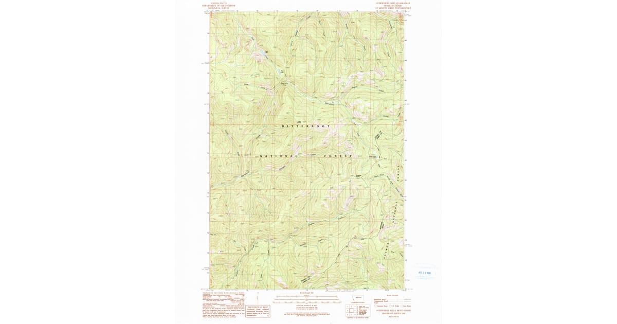 1991 Map of Overwhich Falls, Ravalli County, MT — High-Res | Pastmaps