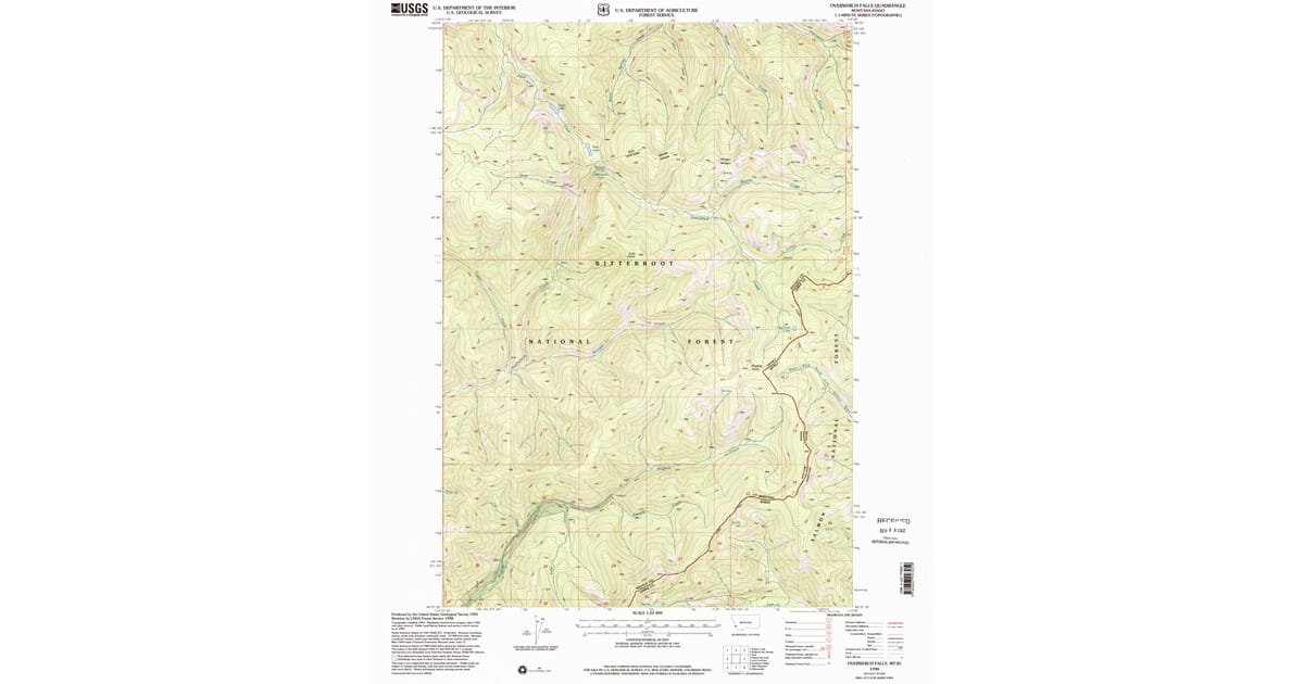 1998 Map of Overwhich Falls, Ravalli County, MT — High-Res | Pastmaps
