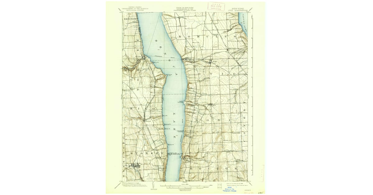 1902 Map of Ovid, Seneca County, NY — High-Res, 1938 Print | Pastmaps