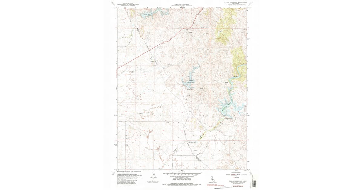 1963 Map of Owens Reservoir, Mariposa County, CA — High-Res | Pastmaps