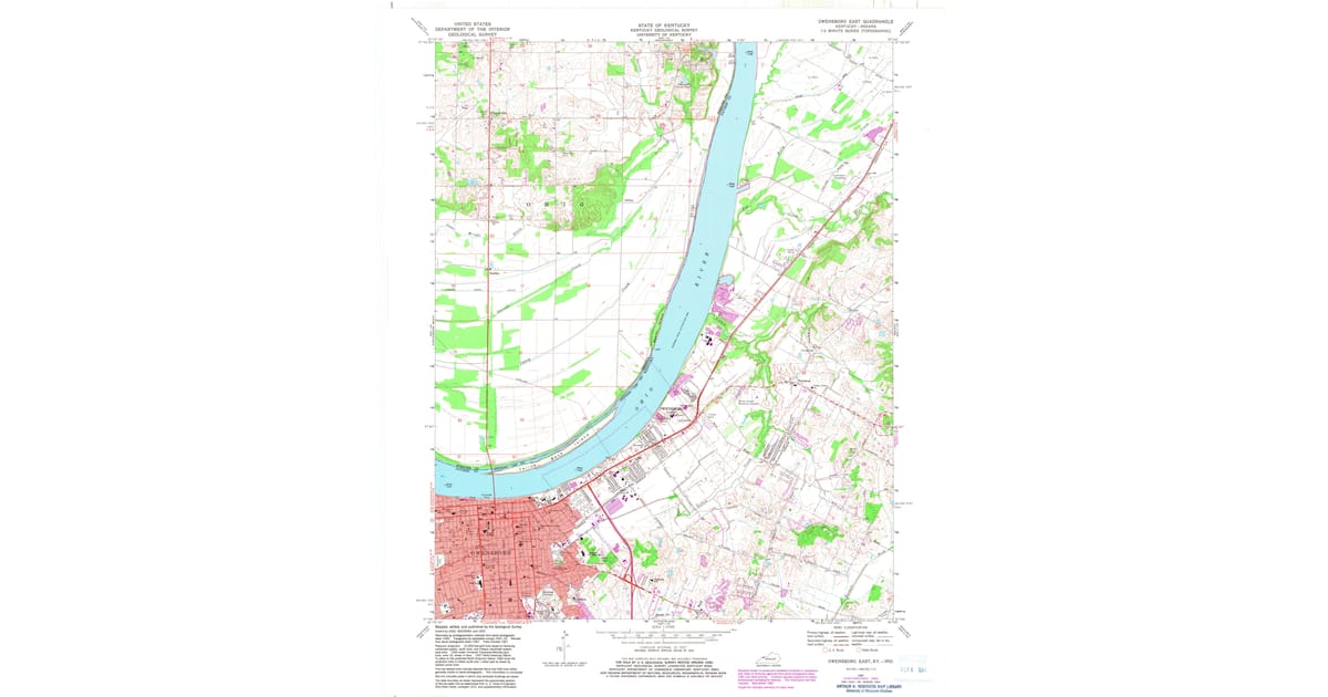 1967 Map of Owensboro East, Daviess County, KY — High-Res, 1983 Print ...