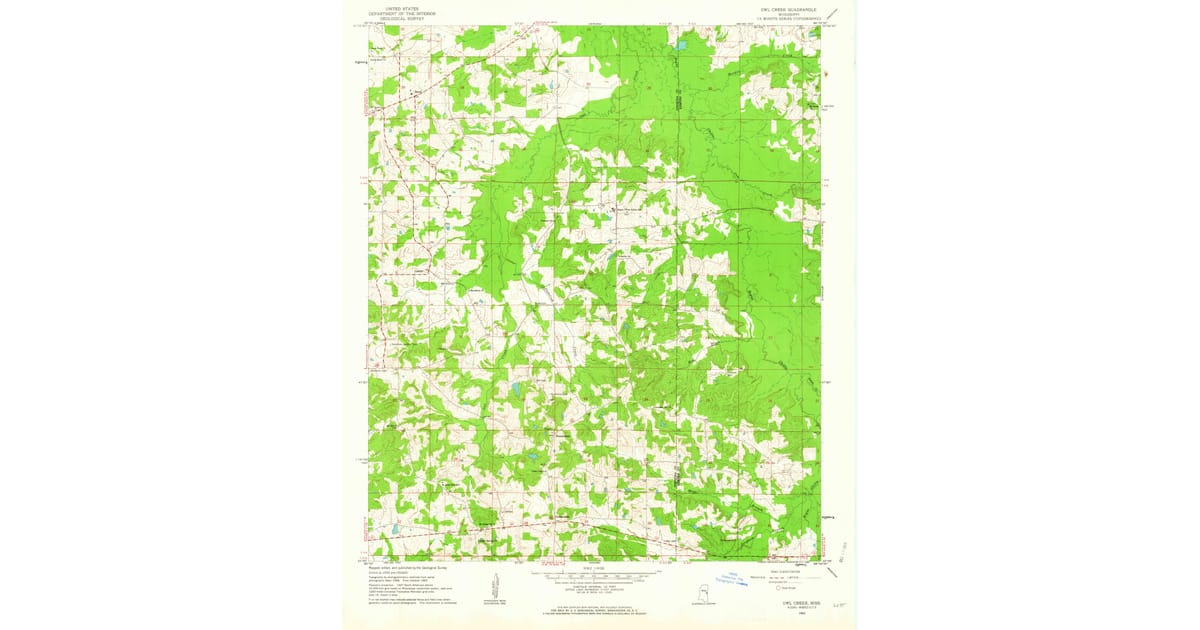 1962 Map of Owl Creek, Neshoba County, MS — High-Res | Pastmaps
