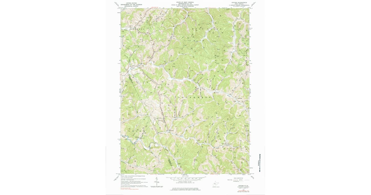 1964 Map of Oxford, Doddridge County, WV — High-Res, 1984 Print | Pastmaps