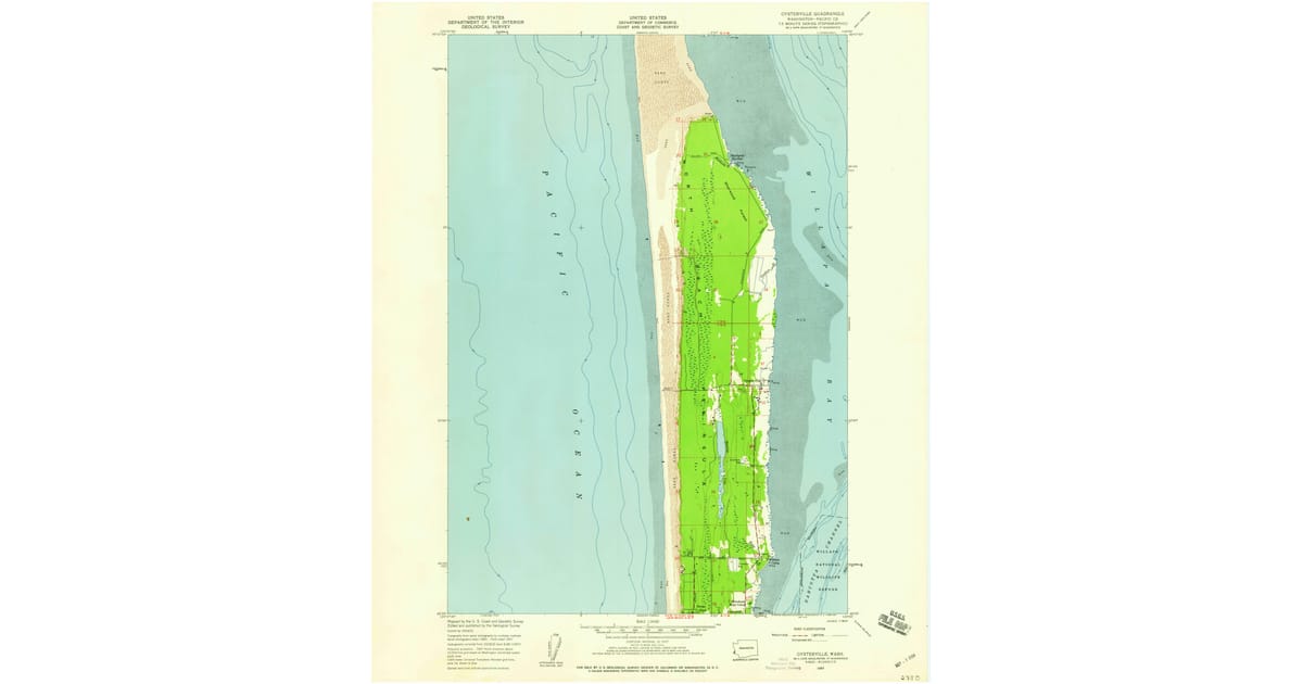 1957 Map of Oysterville, Pacific County, WA — High-Res | Pastmaps