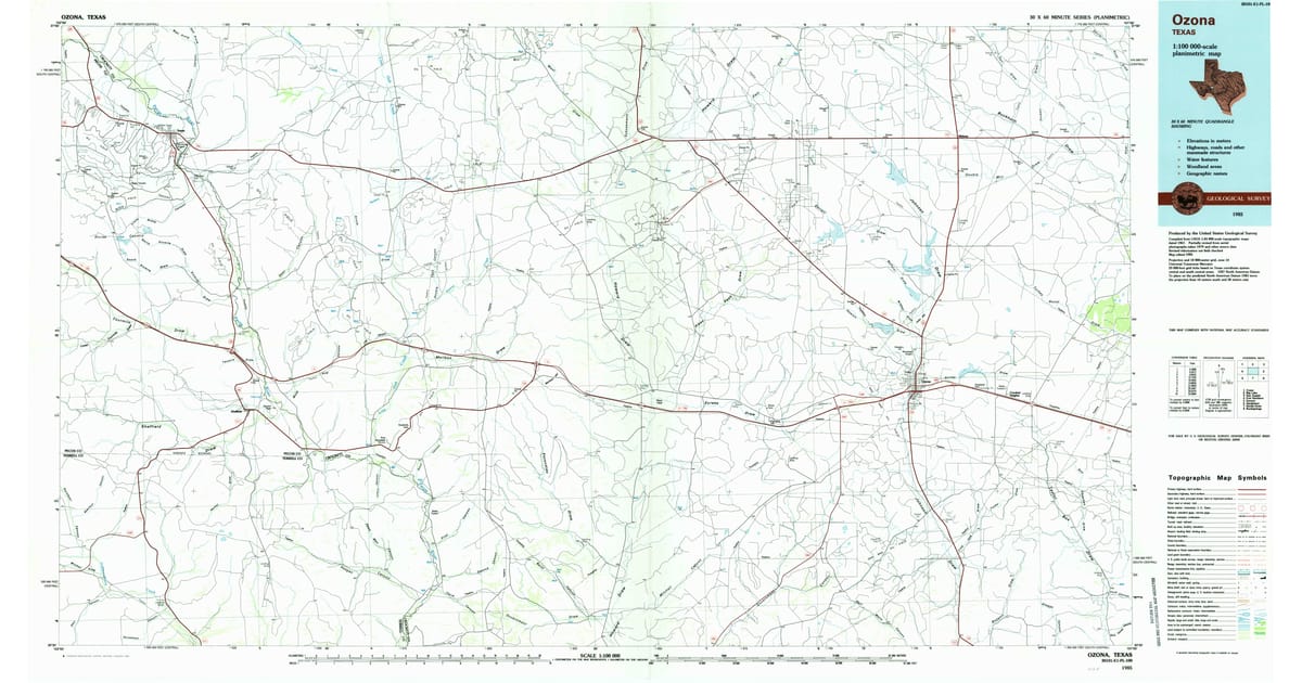 1985 Map of Ozona, TX — High-Res | Pastmaps