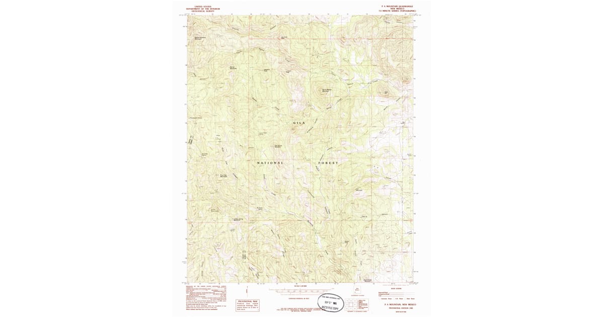 1985 Map of P A Mountain, Sierra County, NM — High-Res | Pastmaps